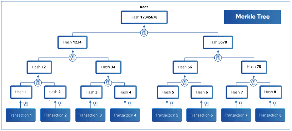 Funciones hash y árboles de Merkle protegen blockchain de alteraciones